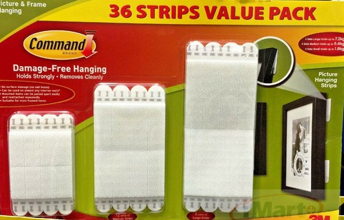 3M Command 36 Value Pack Picture & Frame Hanging Strips Damage-Free ...