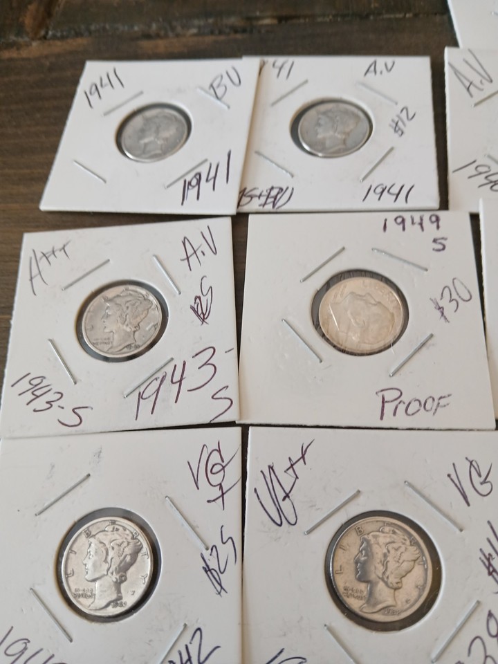 LARGE SILVER DIME LOT 16 OF VARIOUS YEARS ALL IN GREAT CONDITION.... | eBay