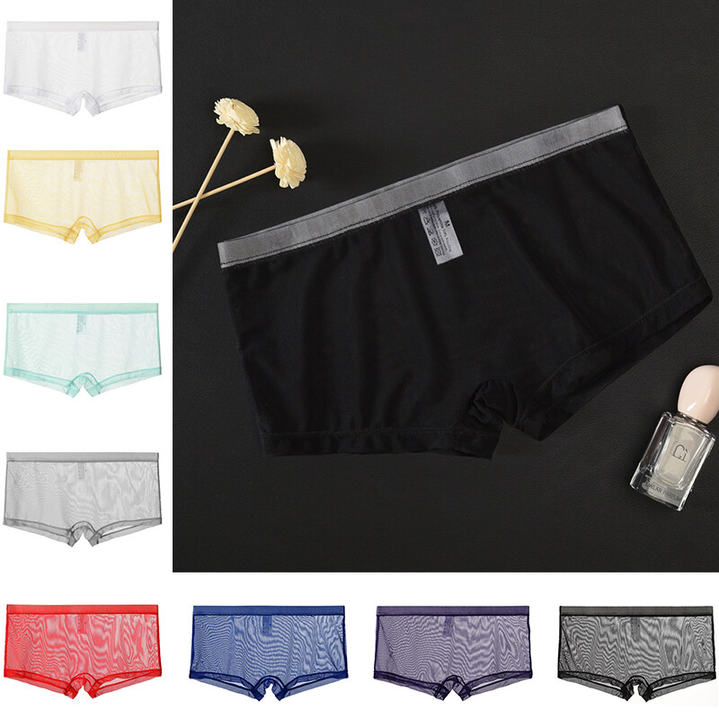 Sexy Men Sheer Underwear See Through Boxer Mesh Shorts Trunks ...