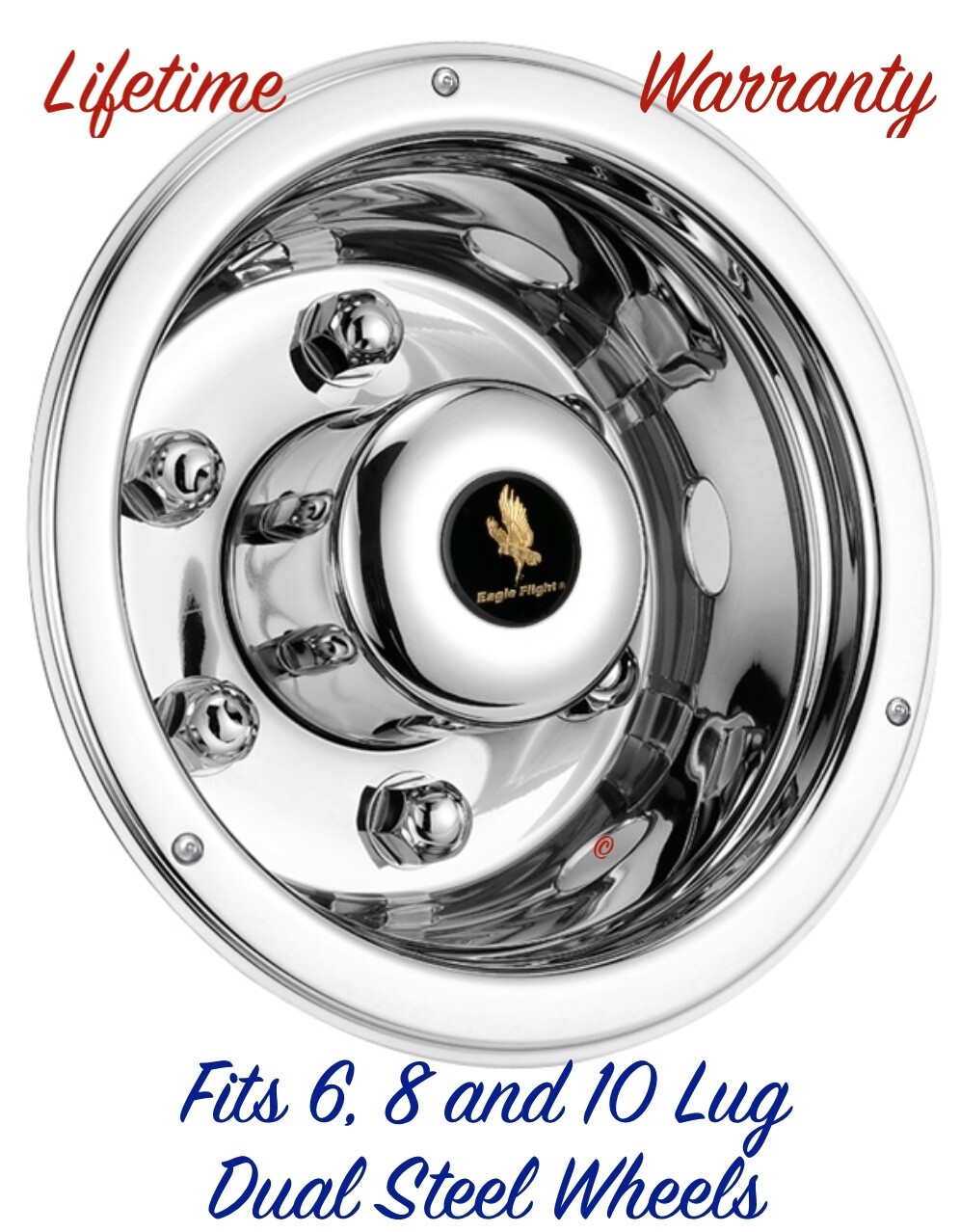 17.5" Trailer Dual Wheel Rim Liner Simulators For 6, 8, Or 10 Lug Steel ...