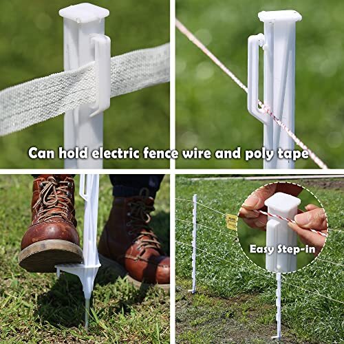 48Inch Step-in Fence Post-Electric Fence System Post for Garden and ...