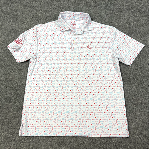 Rhoback Golf Shirt Mens Medium White 312 Chicago All Over Performance ...