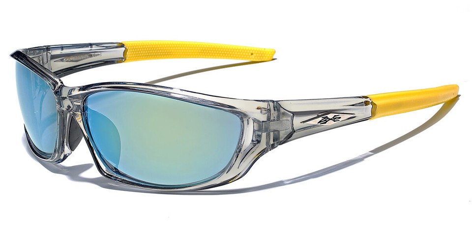 Gray Sport Wrap Frame Men Athletic Sunglasses Baseball Cycling Mirrored ...