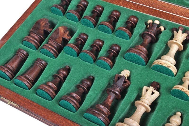 Handcrafted Chess Set 16 Inch Birch Wood Compact Gift For Beginners And ...