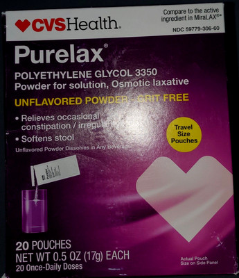 Purelax® POLYETHYLENE GLYCOL 3350 Powder for Solution Osmotic Laxative ...