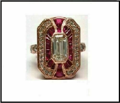 Antique Emerald Cut Ruby Rings