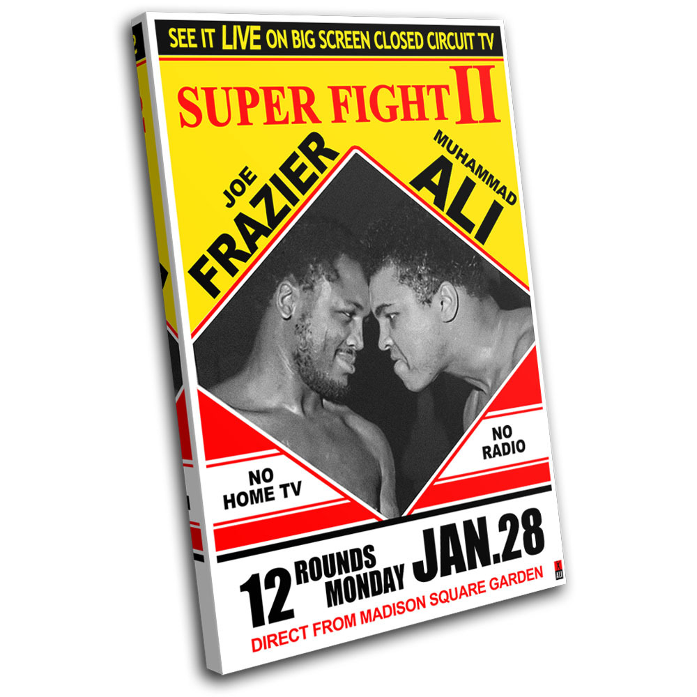 Frazier Ali Fight Poster Sports SINGLE CANVAS WALL ART Picture Print VA ...