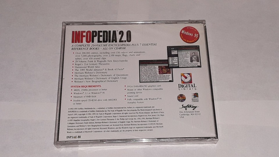INFOPEDIA 2.0 CD-ROM FOR WINDOWS, 1995 FOR WINDOWS 95, AND 3.1, NEW ...