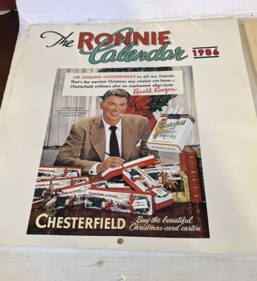 Ronnie Calendar Fireside 1986 Ronald Reagan Chesterfield & Newspaper ...