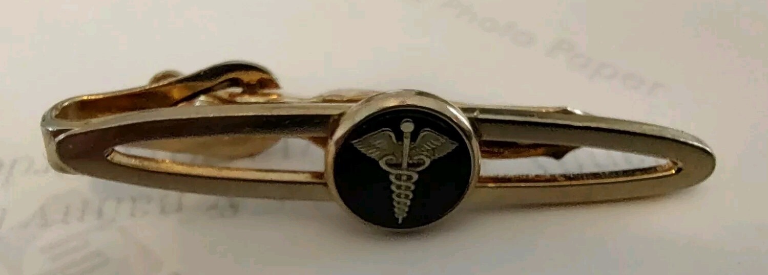 Vtg Swank Caduceus Medicine Medical Symbol tie bar cl… - Gem