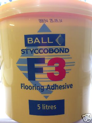 F.Ball Styccobond F3 Carpet Adhesive 5 Litres/ Water Based Rubber/Resin ...