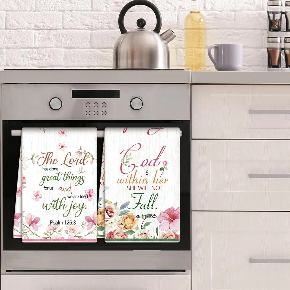 6 Pcs Religious Christian Kitchen Dish Towel Reusable Bible Verse ...