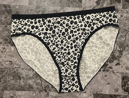 NWT VICTORIA'S SECRET L BLACK GRAY LEOPARD CHEETAH RARE HIGH LEG BRIEF ...