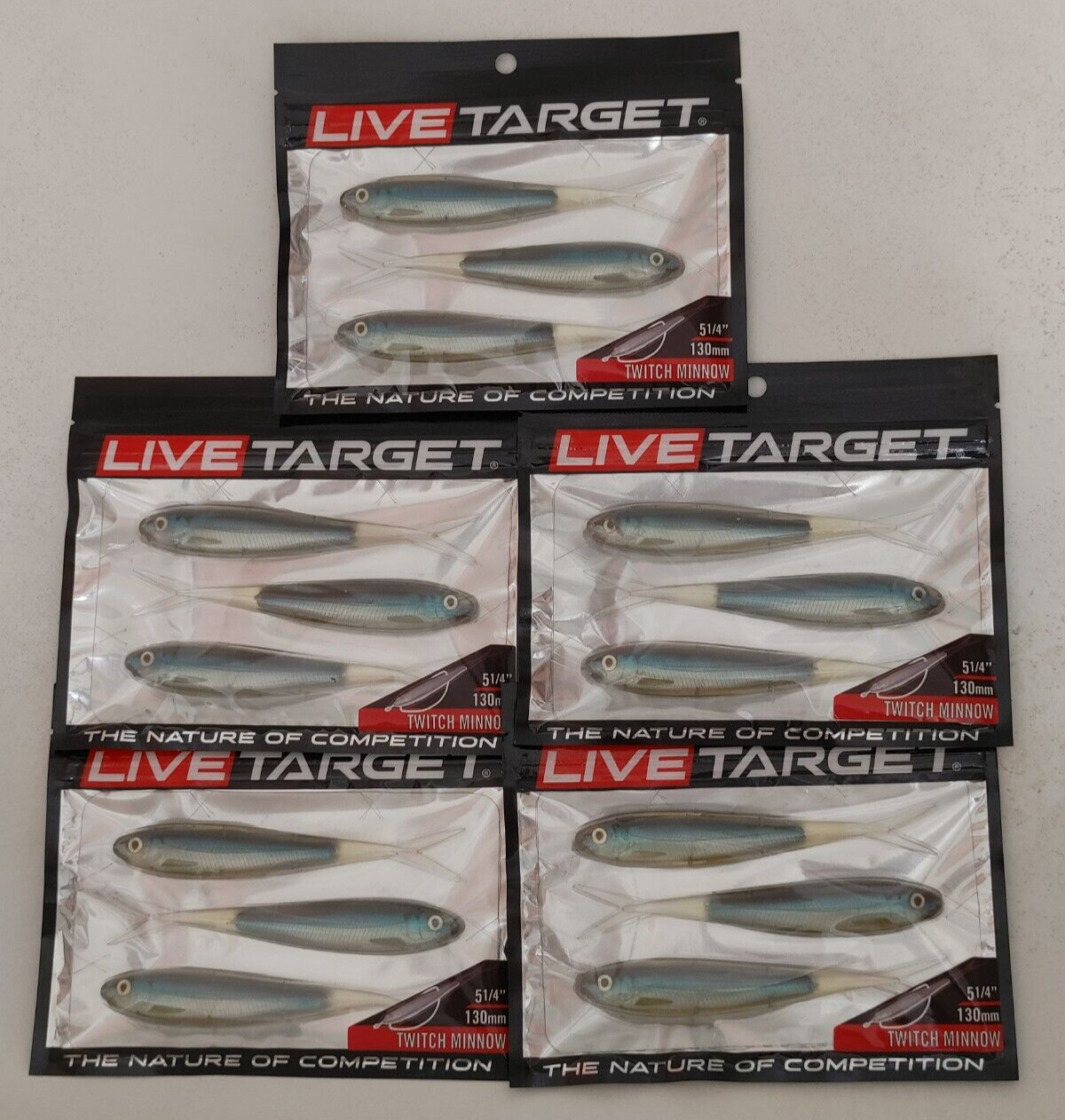 (5) Live Target Twitch Minnow 4 1/2" Swimbait Fishing Lures Lot of 5 ...