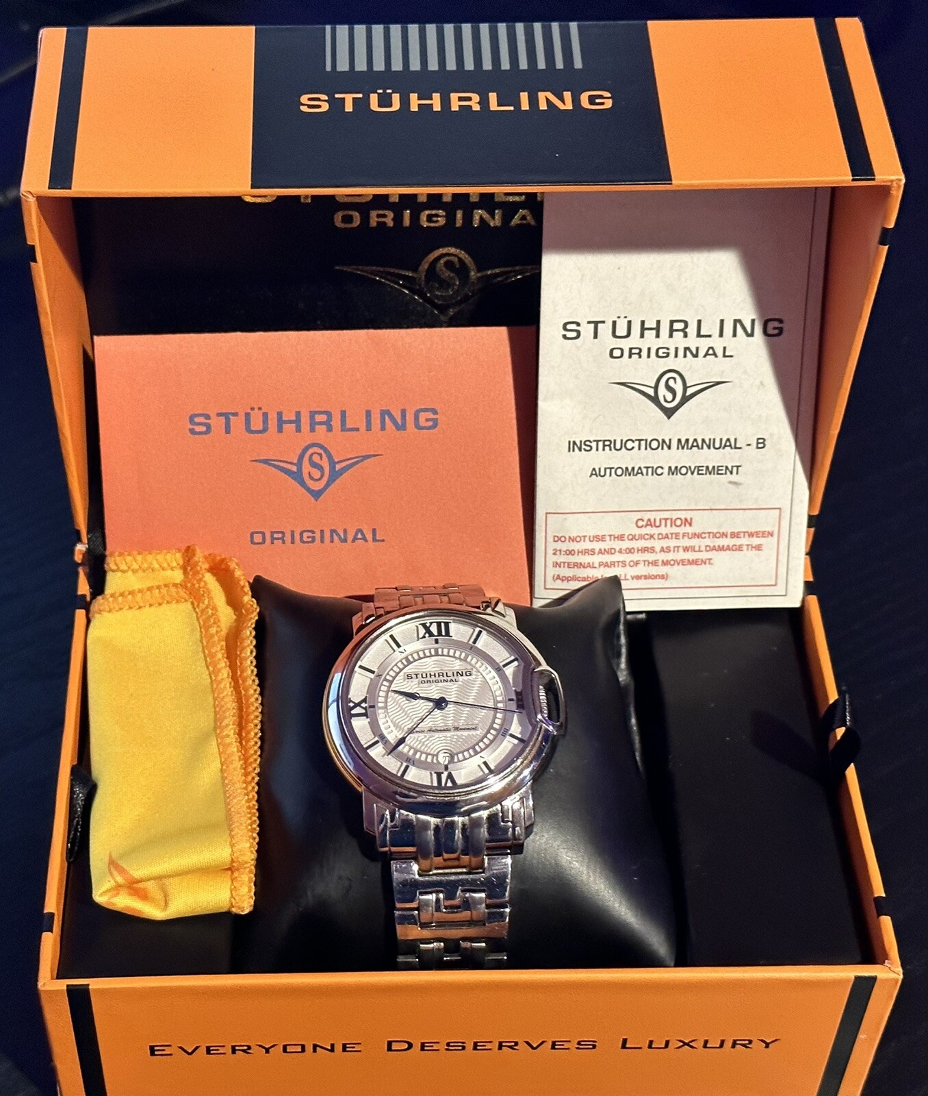Stuhrling Automatic Sion 1001 Men's 44mm Stainless Steel Watch | eBay