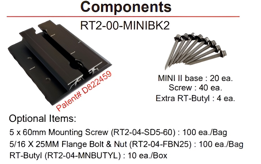 Roof Tech RT2-00-MINIBK2 RT-MINI-II Roof Mount Base RT-Butyl Shim | eBay