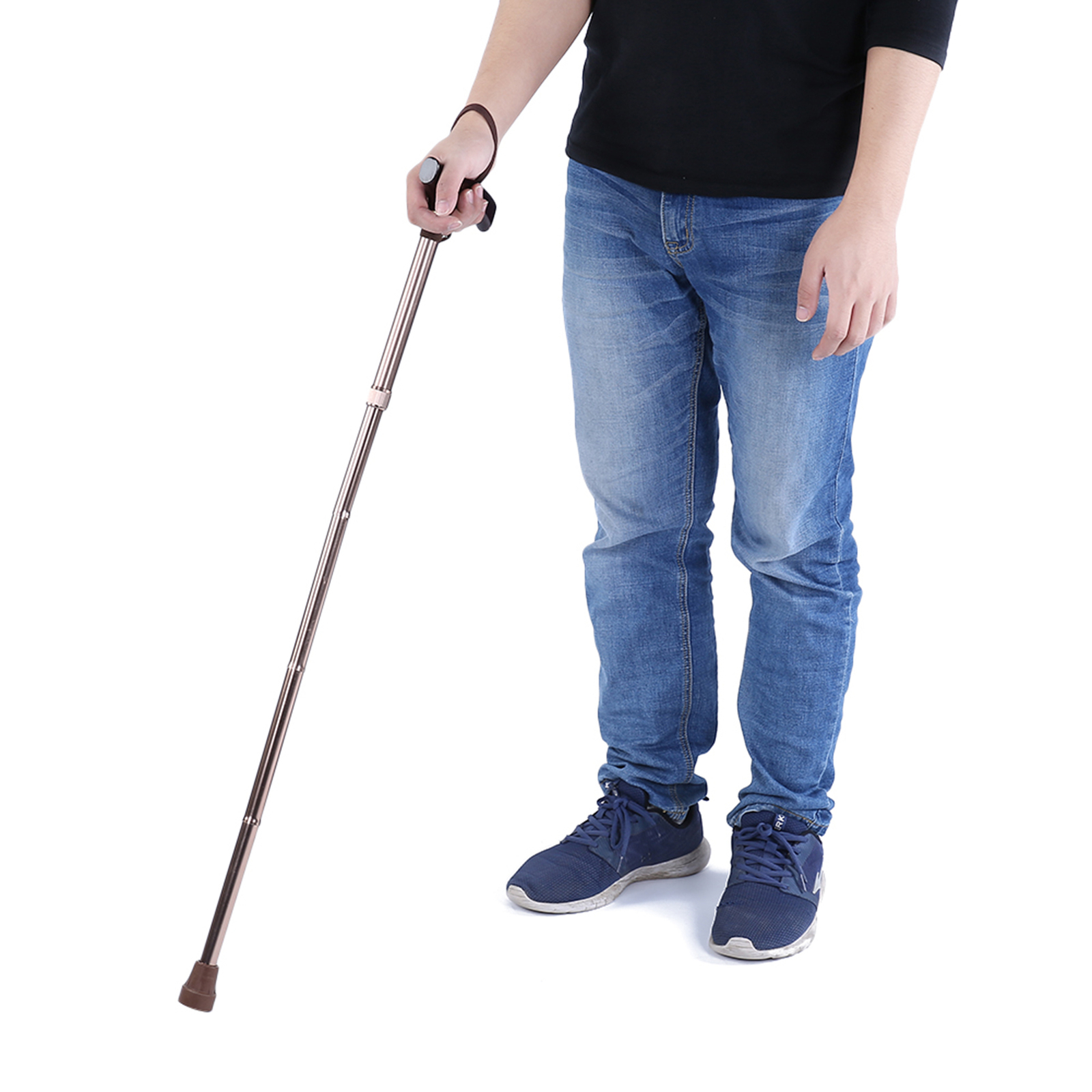 Wooden Handle Foldable Elderly Safety Walking Stick Guide Blind Cane ...