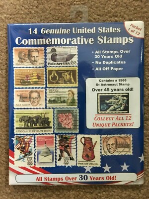 14 Genuine United States Commemorative Stamps - Packet 1 of 12- H.E ...