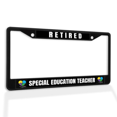 Metal License Plate Frame Vinyl Insert Retired Special Education ...
