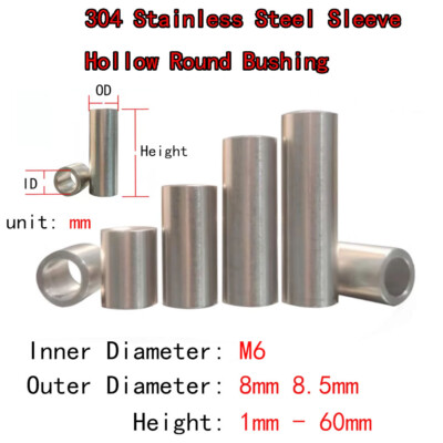 M6 Inner Dia 8mm 8.5mm OD 304 Stainless Steel Sleeve Hollow Round ...
