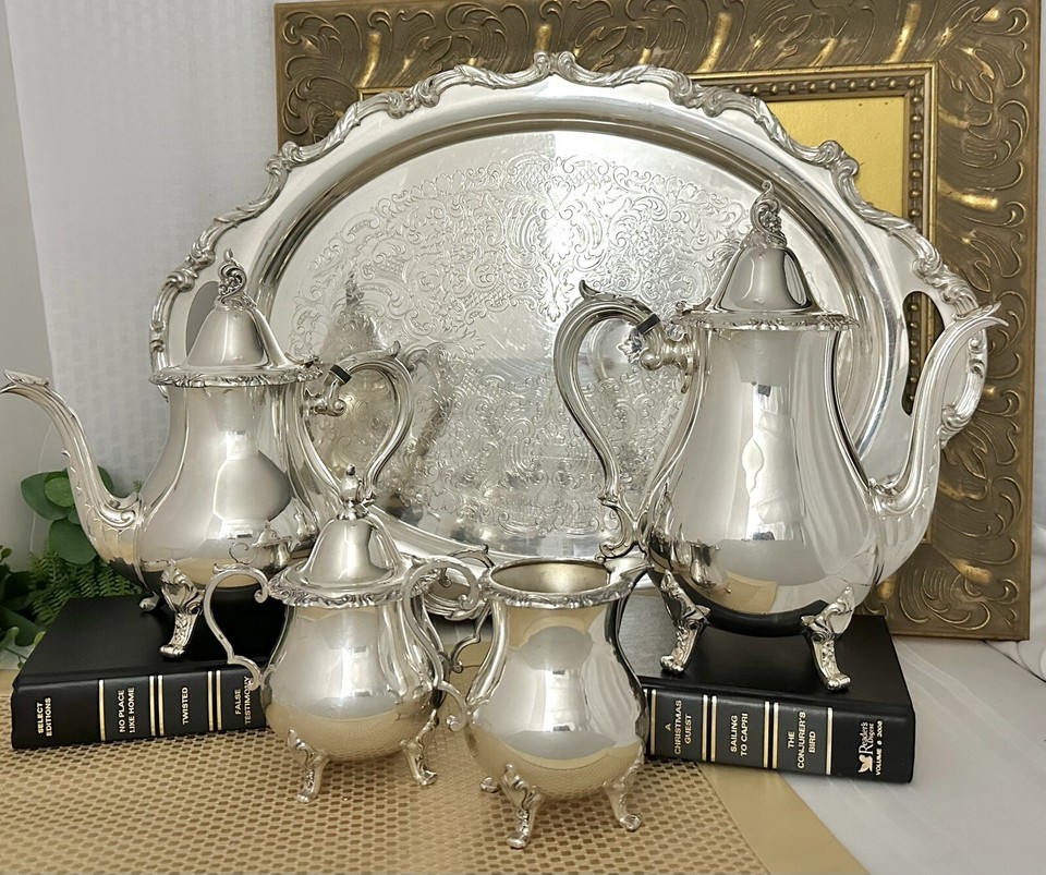 Wallace La Reine Tea Set Silver Plated 5 Pcs. Tea & Coffee Service Set ...