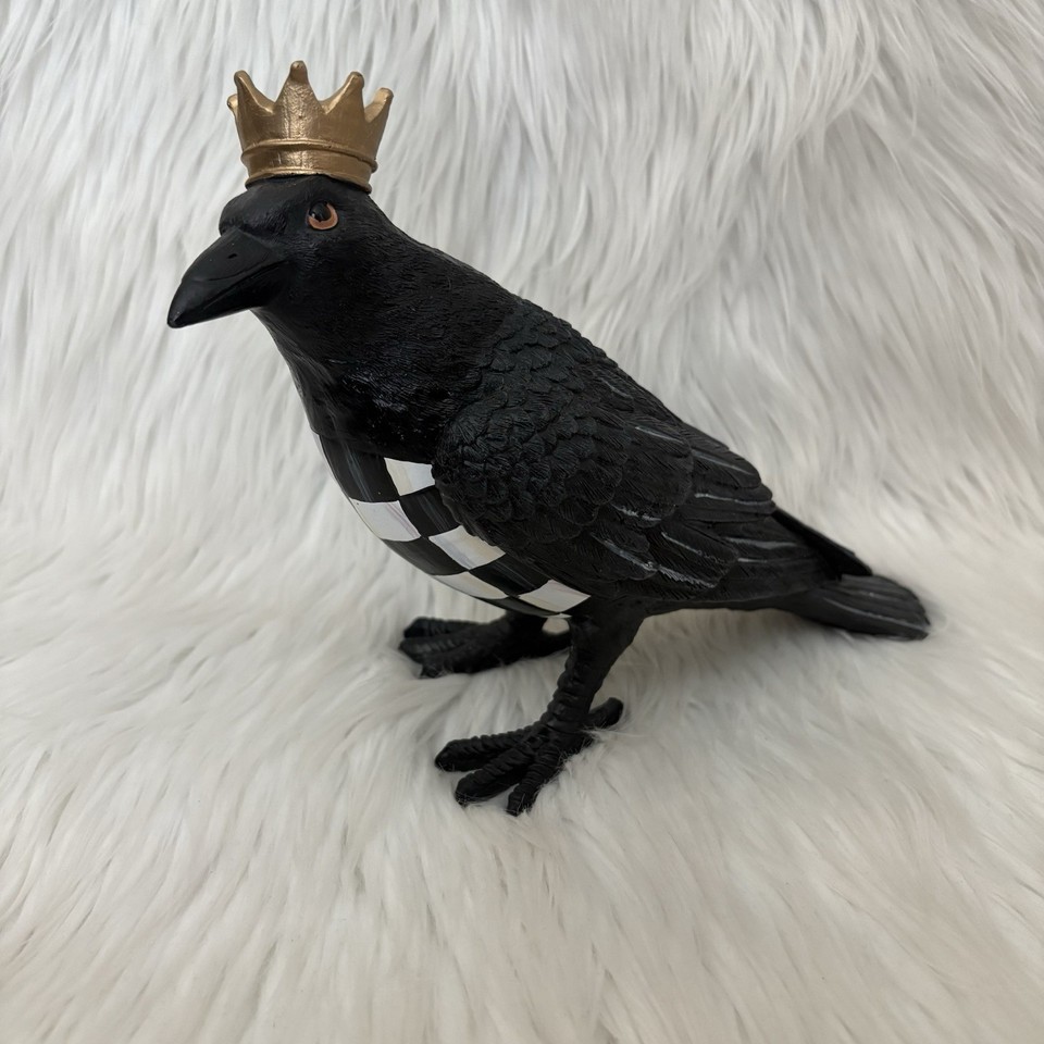 Retired Mackenzie Childs Courtly Check Crowned Crow 7” Resin Figure EUC! | eBay