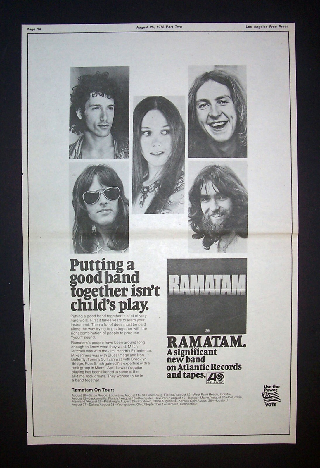 Ramatam Debut 1st Album 1972 Poster Type Ad, Promo Advert | eBay