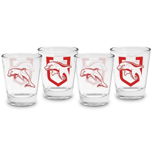 NRL REDCLIFFE DOLPHINS TEAM LOGO 4PK SHOT GLASSES SET GIFT BOXED | eBay