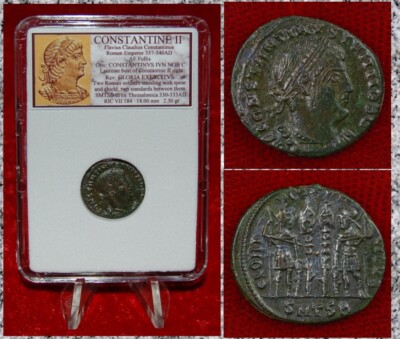 Ancient Roman Empire Coin CONSTANTINE II Two Roman Soldiers ...