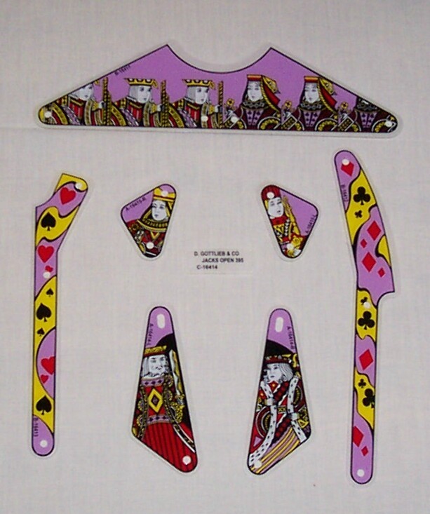 Gottlieb Jacks Open Lucky Card & Hand Pinball Machine Plastic Set C ...