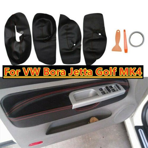 4Pcs Interior Door Panel Armrest Leather Repair Cover For VW Bora Jetta ...