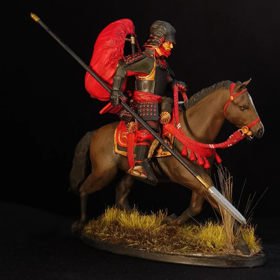 Painted 1/32 Japan Samurai Cavalry Brown Horse Scene Miniature Figure ...