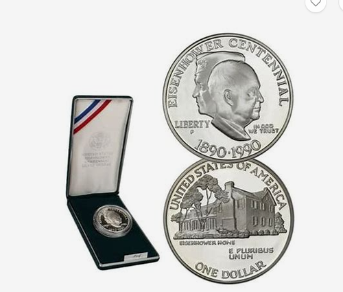1990 EISENHOWER CENTENNIAL PROOF SILVER DOLLAR***OGP AND COA | eBay