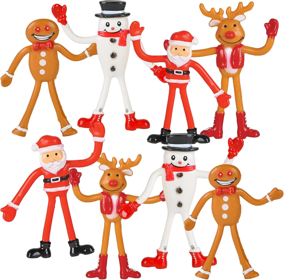 12 Pack Assorted Christmas Bendable Figures - 2.75" Holiday Toys for ...