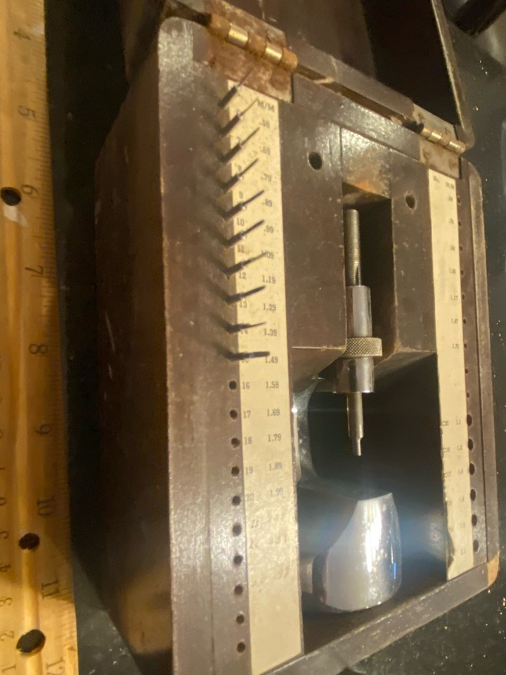 VINTAGE K&D Kendrick & Davis Watchmaker Staking Tool Set IN WOOD CASE ...