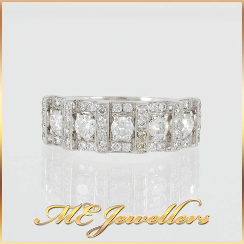 18KT White Gold Platinum PT 0.44ct Diamond Ladies Dress Ring Band VAL ...