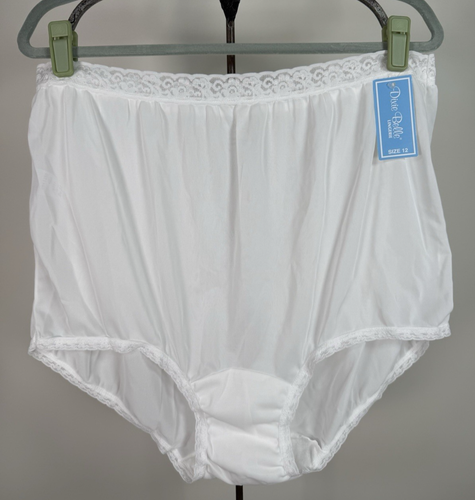 Dixie Belle Nylon Brief Panty Lace Waist Semi Sheer White #1252 Size 12 ...
