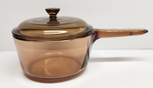 Corning (PYREX) Vision Ware 1.5L Amber Glass Pot Sauce Pan & Lid USA ...