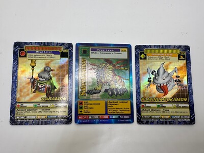 2001 Bandai Digimon Babamon Platinumsukamon & 1999 Saberleomon Foil Lot ...