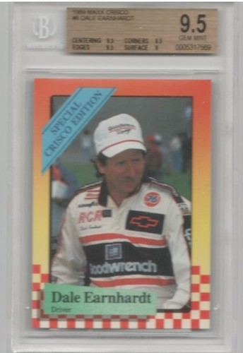 1989 Maxx Crisco Racing Dale Earnhardt Rookie Card #6 BGS 9.5 Gem Mint ...