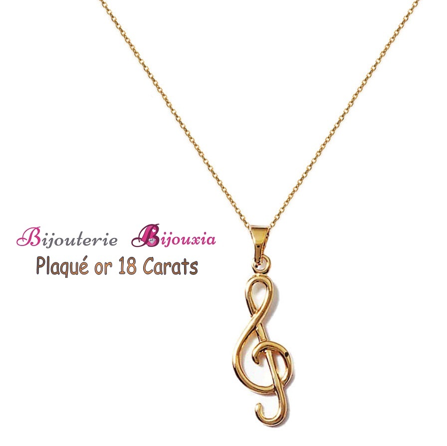 Pendentif Clé De Sol En Plaqué or 18 CARATS 750/1000 | eBay