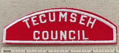 Vintage TECUMSEH COUNCIL Boy Scout Red & White Strip PATCH BSA RWS ...