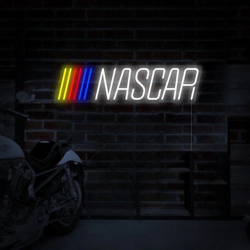 Nascar CAR Logo" LED Neon Sign 28"x8" Light Man Cave Display Wall Decor ...