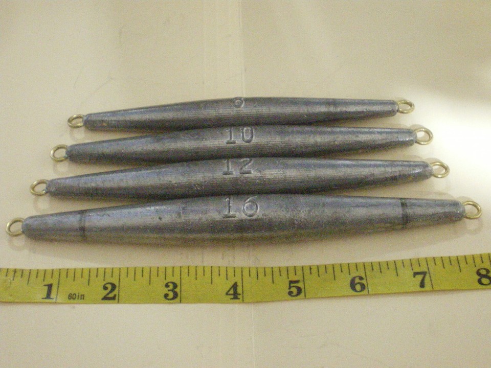 5 PCS. HIGH SPEED INLINE TROLLING SINKER/CIGAR TROLLING, 16 OZ. W/BRASS ...