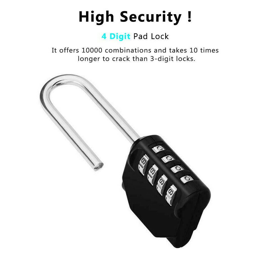 Luggage Outdoor 4 Digit Number Combination Lock Coded Lock Long Shackle ...