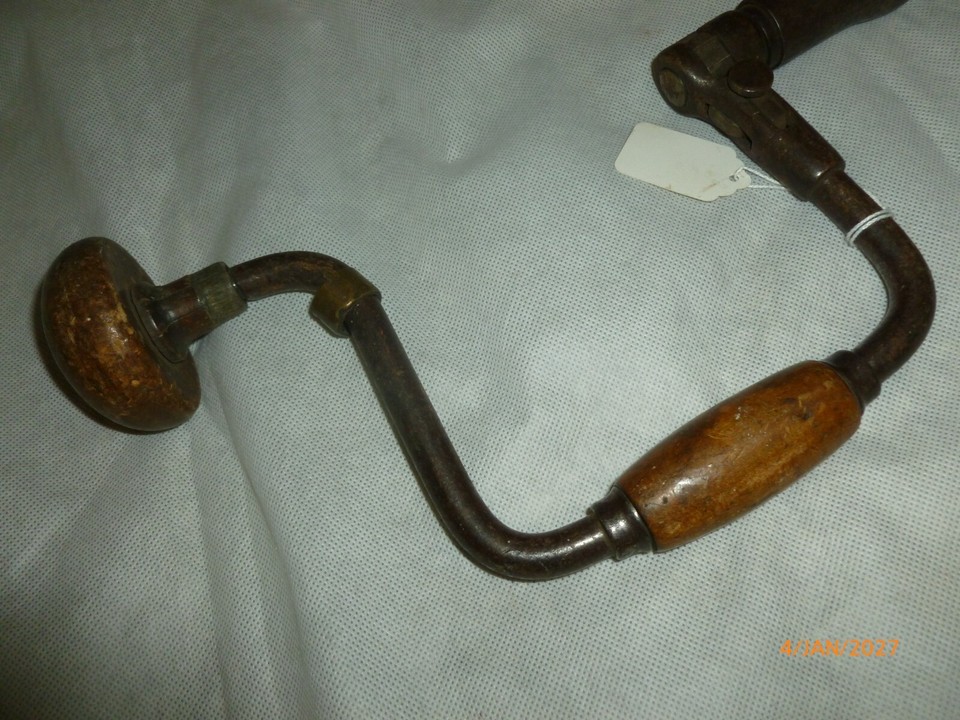 Antique Hand Drill Bit Brace Auger Ratcheting Tool Made In USA | eBay