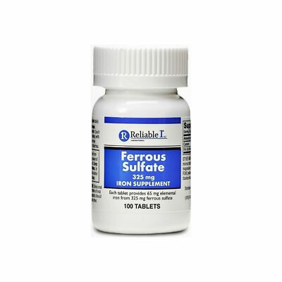 Reliable-1 Laboratories Ferrous Sulfate 325 mg, Iron supplement 100 ea ...