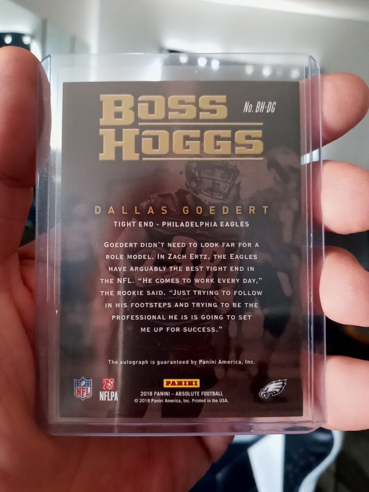 Dallas Goedert Rookie Autograph 2018 Absolute Boss Hoggs Philadelphia ...
