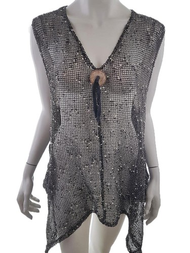 Neslay Size 2 Black Knit Tunic Blouse Sleeveless Pockets | eBay