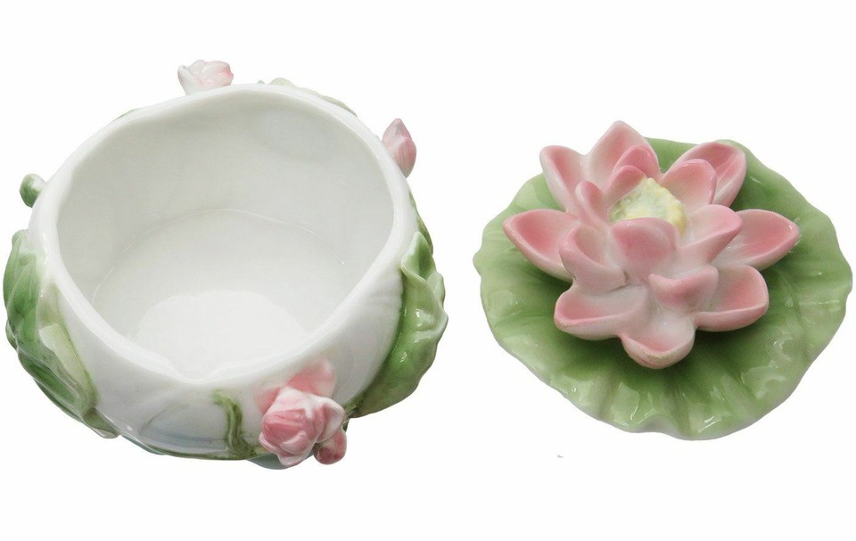 Fine Porcelain Trinket Box, Lotus Flower | eBay